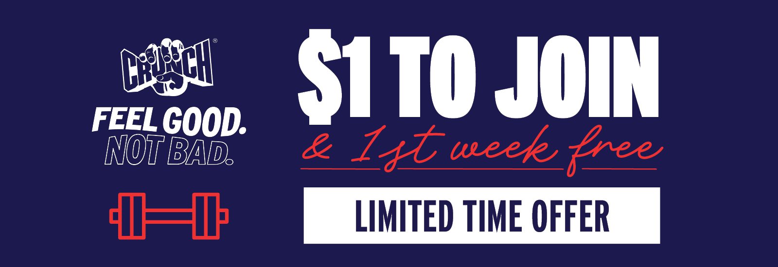 Join for just $1 & get your 1st week free! | Crunch Fitness